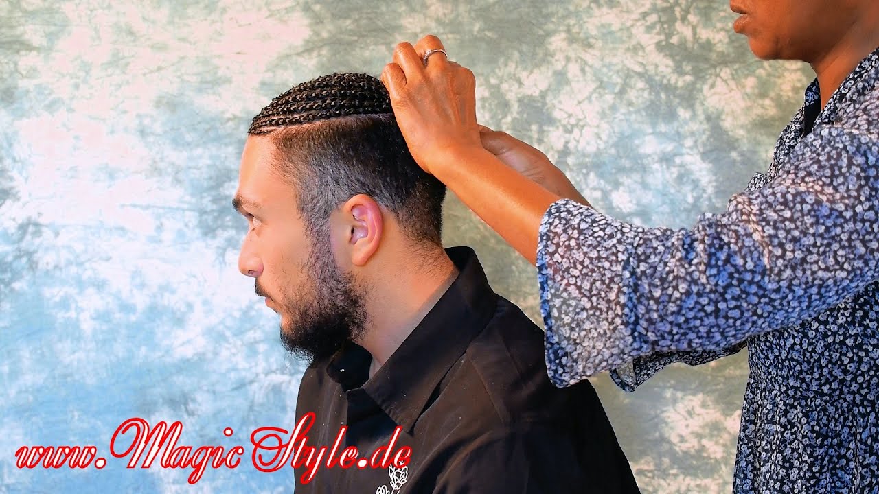 Gürkan: Viking Cornrows mit Man Bun - knotless top knot corn rows - YouTube
