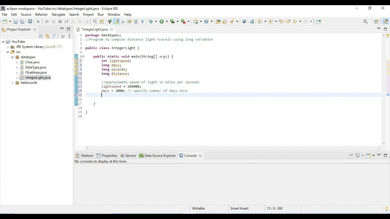 Java Program to find Lightspeed using long variables - YouTube