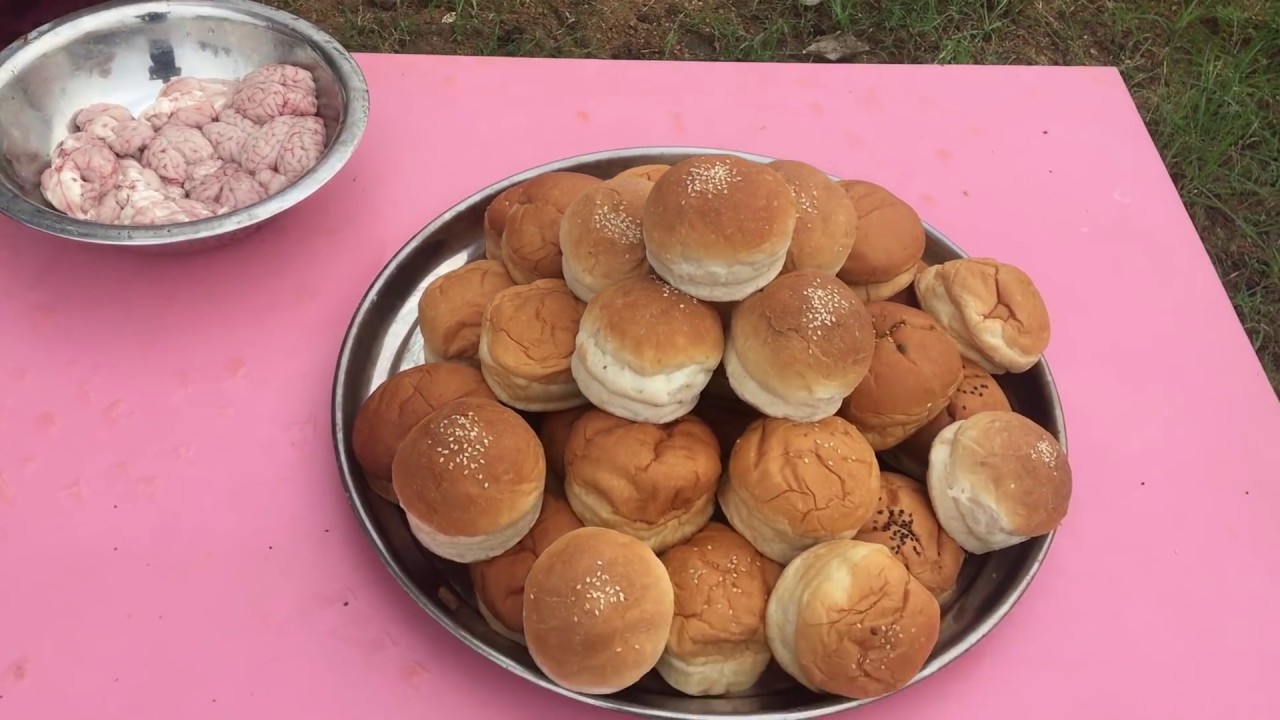 Brain Burger - Goat Brain Burger - Cooking a Different and a Tasty ...