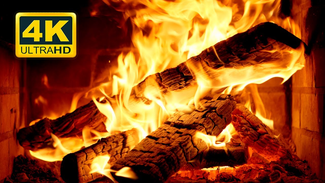 FIREPLACE 4K 🔥 Cozy Fire Sounds (12 HOURS). Fire background with ...