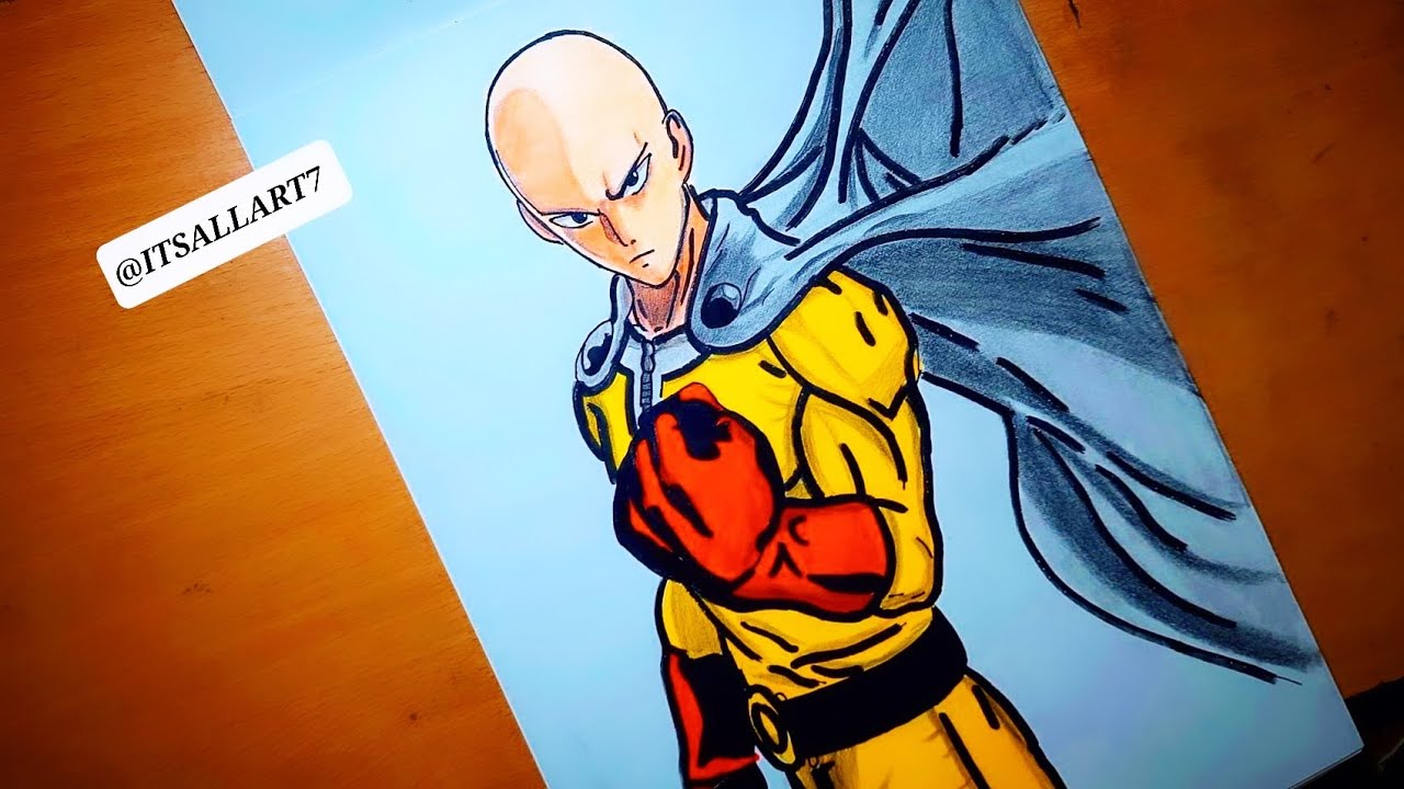 how to draw saitama full body//how to draw saitama full body step by ...