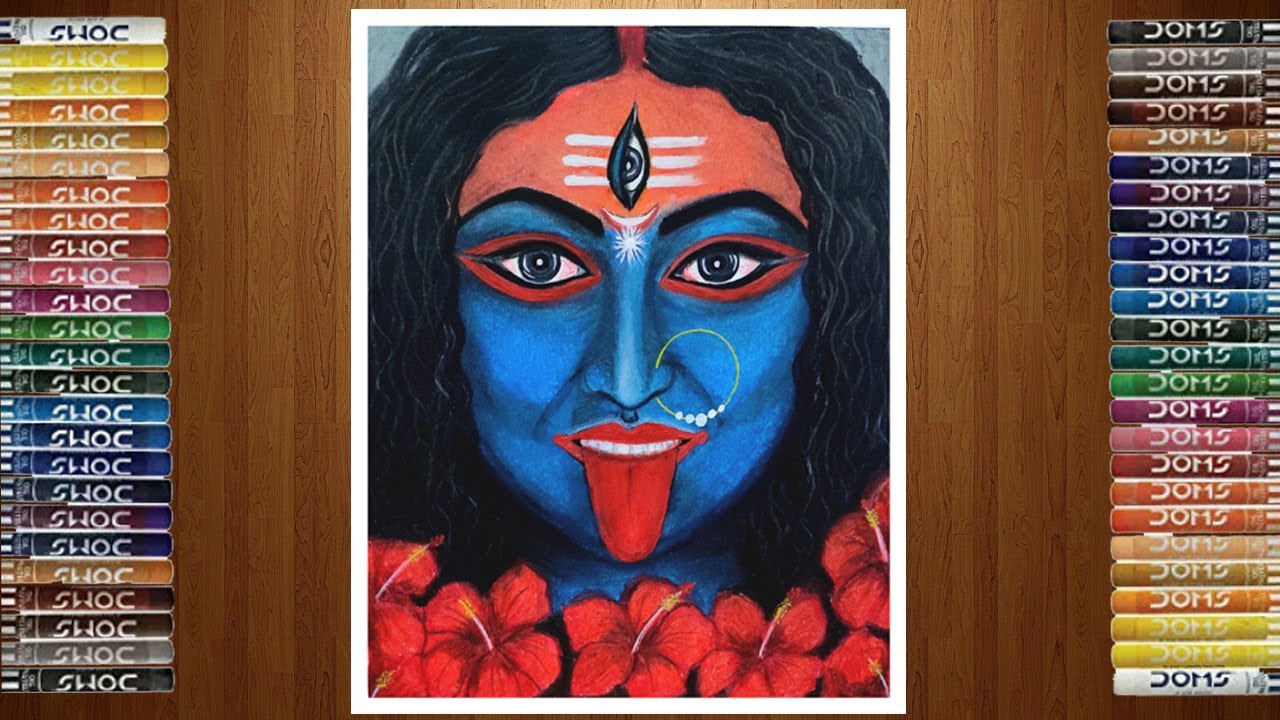 Easy Kali Mata Drawing | Angry Kali Mata Drawing | Kali Thakur Drawing ...