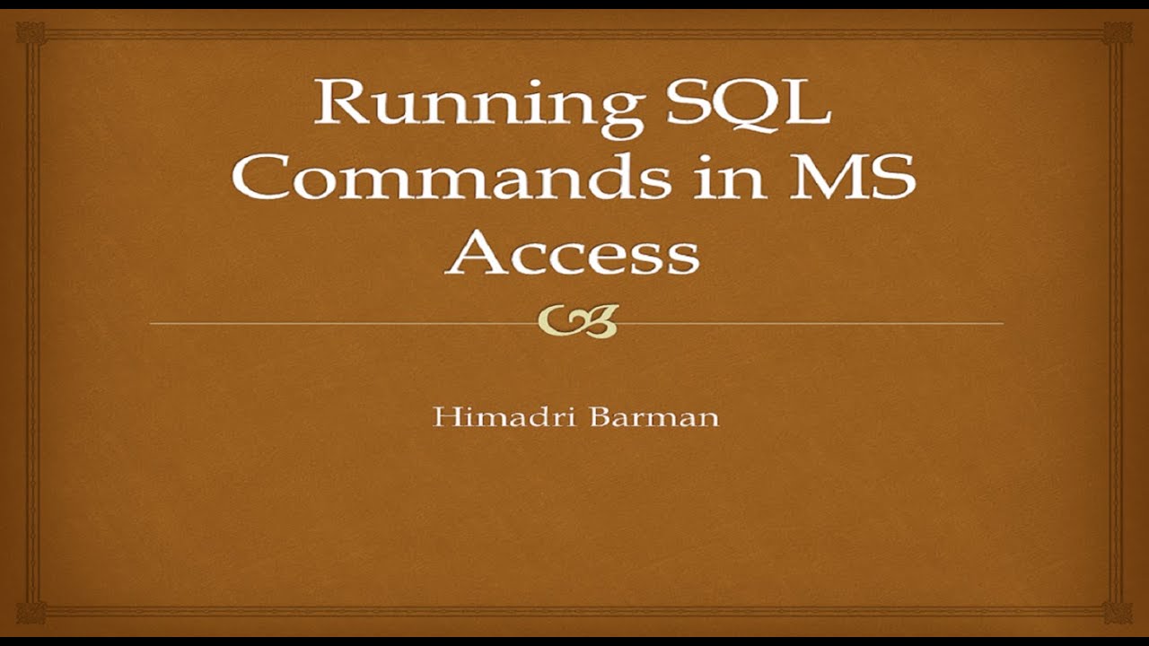 Running SQL Commands in MS Access 2010 - YouTube