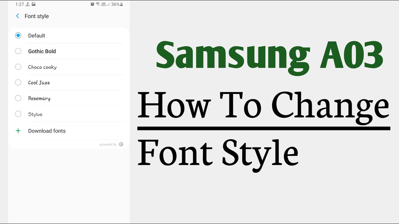 Samsung A03 How To Change Font Style YouTube Samsung A03 How To Change Font Style YouTube