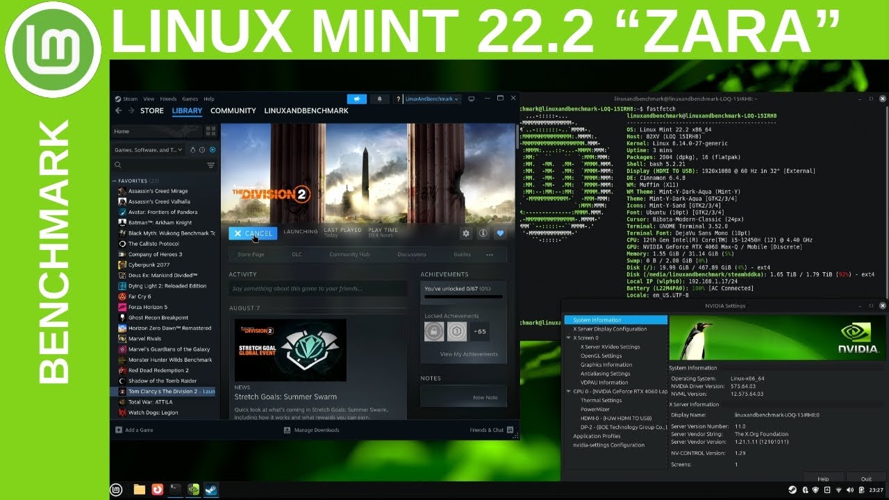 Linux Mint 22.2 Zara Gaming Performance! 🎮 | FPS Benchmark Test - YouTube