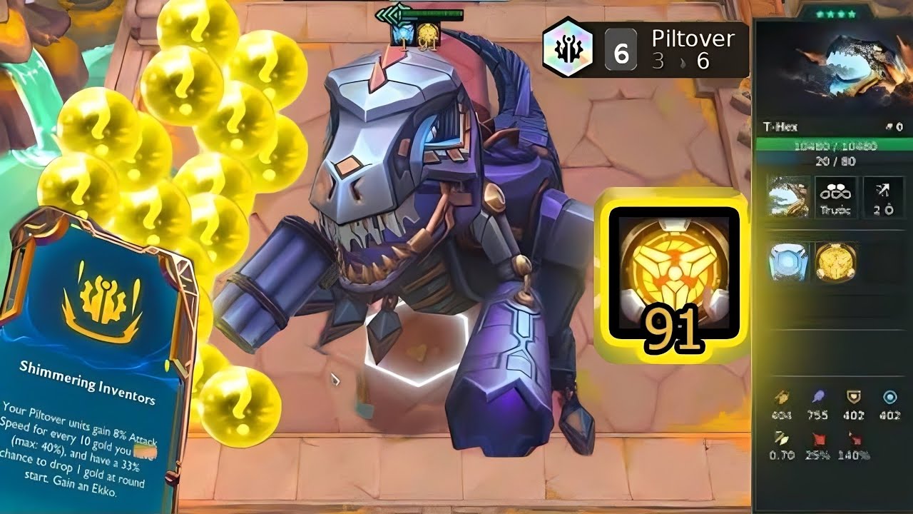 Shimmering Inventors T-Hex 4 Star ⭐ ⭐ ⭐ ⭐ 91 Stacks 6 Piltover tft set9 ...