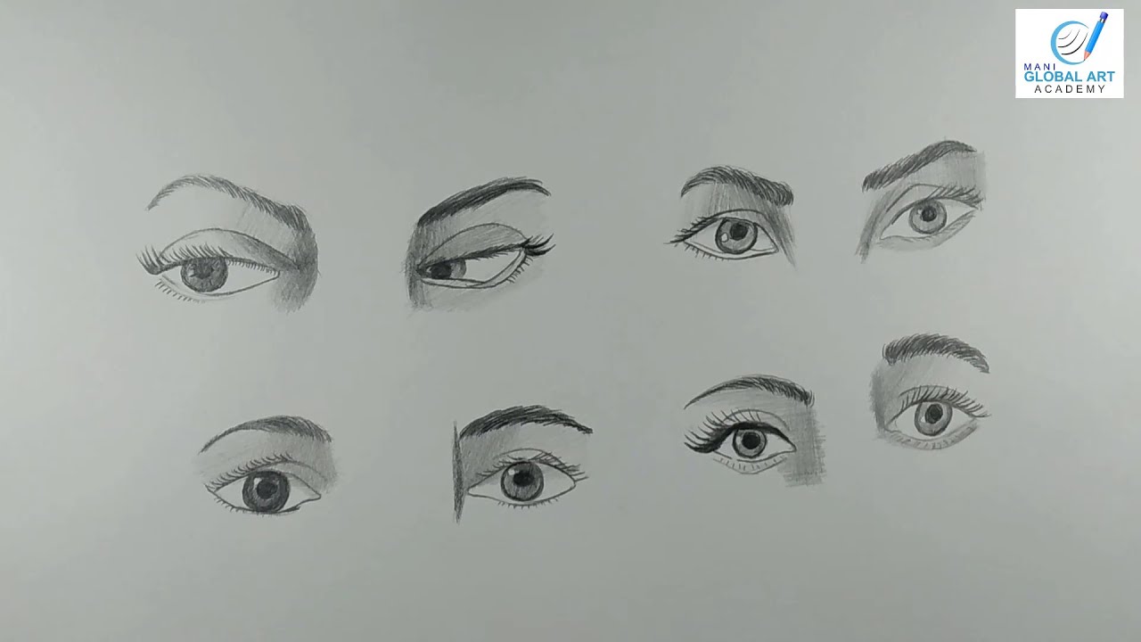 How to Draw Eyes | Draw and Shade basic Eye shapes | Mani Global Art ...