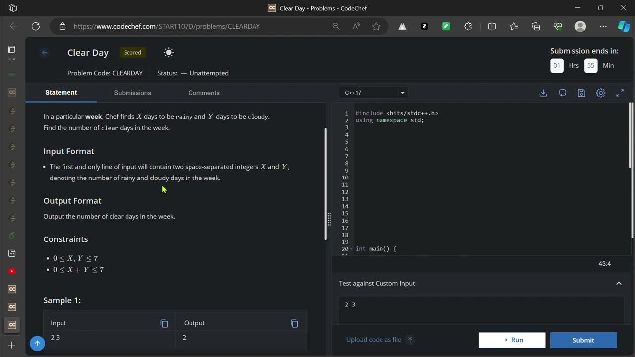 Codechef Starters 107. Clear Day (Explained in Hindi) - YouTube