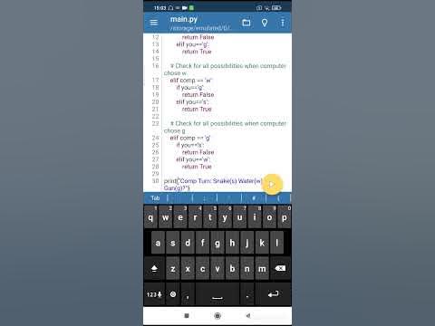 python make snake water and gun game make in android using pyroid app - YouTube
