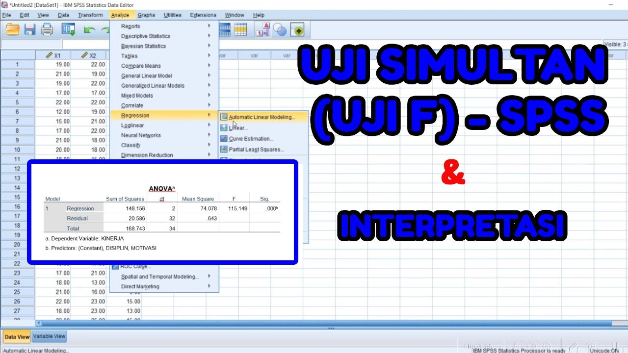 UJI SIMULTAN (UJI F) || INTERPRETASI - YouTube