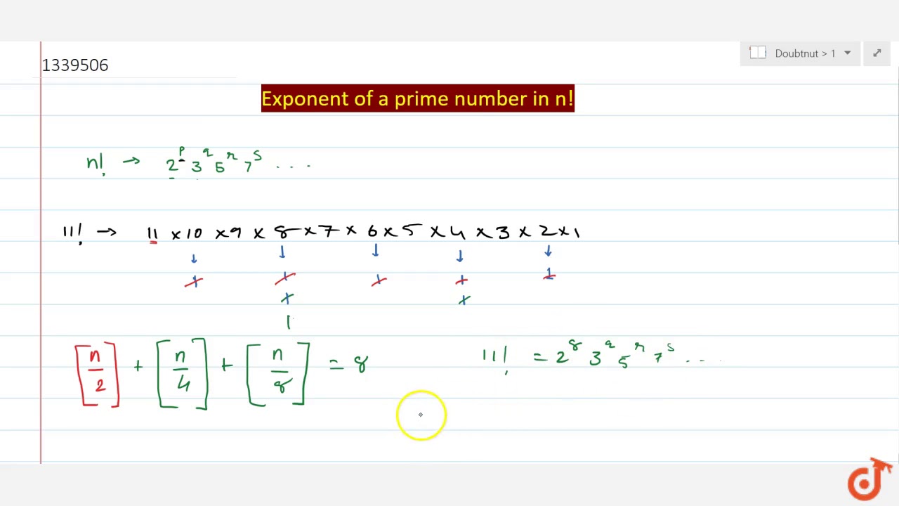 Exponent of a prime number in n! - YouTube