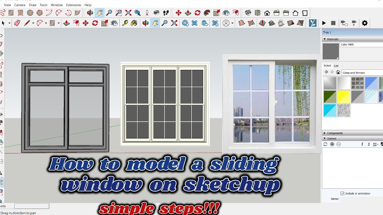 Sketchup Tutorial How To Model Window In Sketchup - YouTube