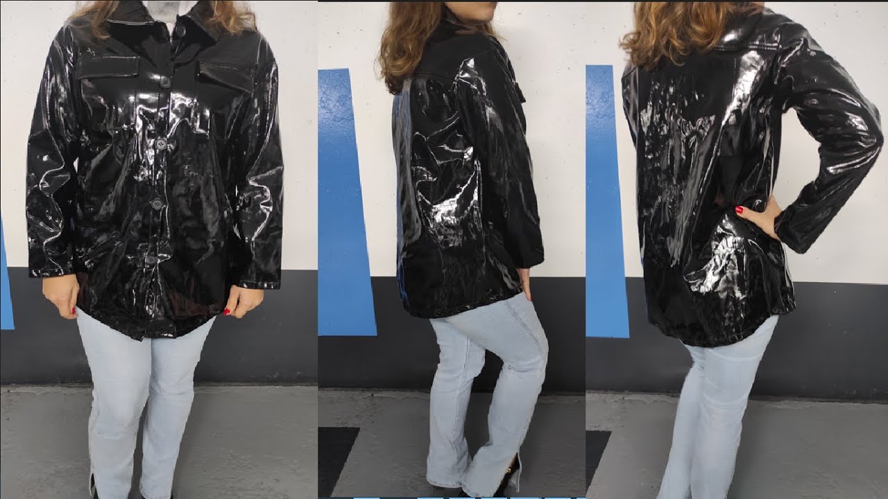 sublime shiny black pvc vinyl latex jacket 😗😗😗 - YouTube