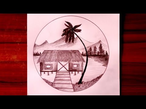Easy tourist spot scenery drawing 😍Easy circle art drawing 🥰Hrh art and ...