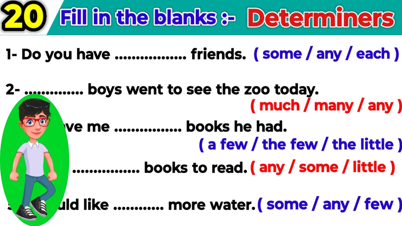 Determiners practice set| determiner excercise in English| use of some ...