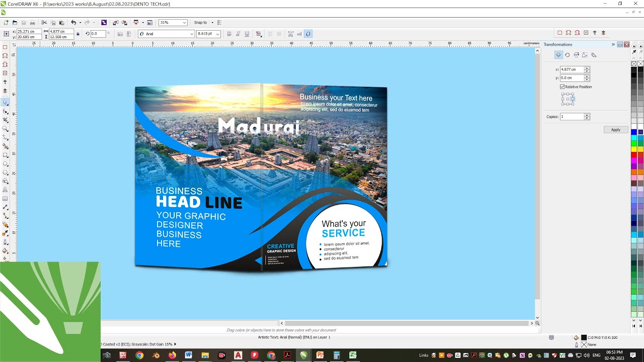 HOW TO MODERN FOLD BROCHURE DESIGN CORAL DRAW IN TAMIL | BEGINNING ...