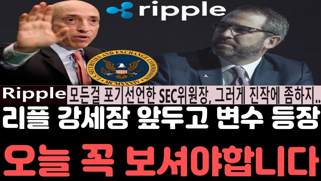 리플전망 리플 Sec와의 소송에 변수가 등장했다 Sec위원장 결국 중도포기 선언 오늘 영상은 꼭 보셔야합니다 리플전망 리플호재 리플급등 리플코인 리플소송
