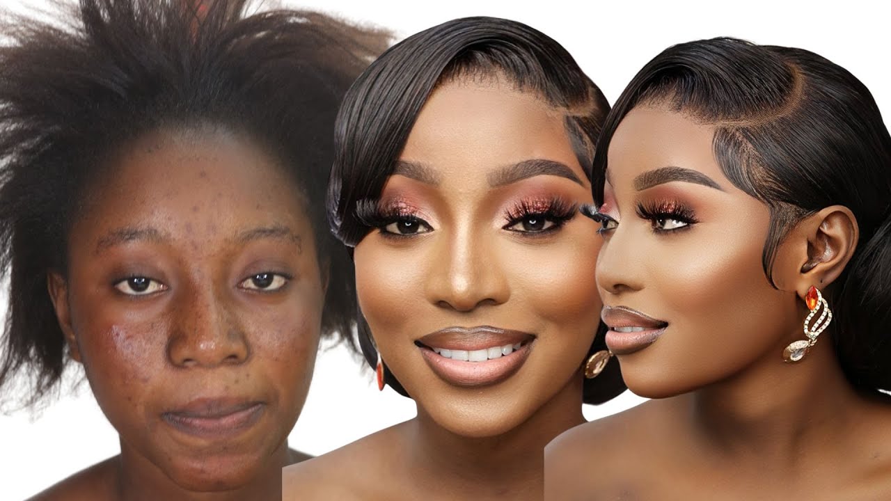 馃槺 猬嗭笍 Barbie馃崼 Melanin Dark Skin Bridal Makeup And Bridal Hair Transformation Woc馃槏 Melanin 馃槏 Youtube