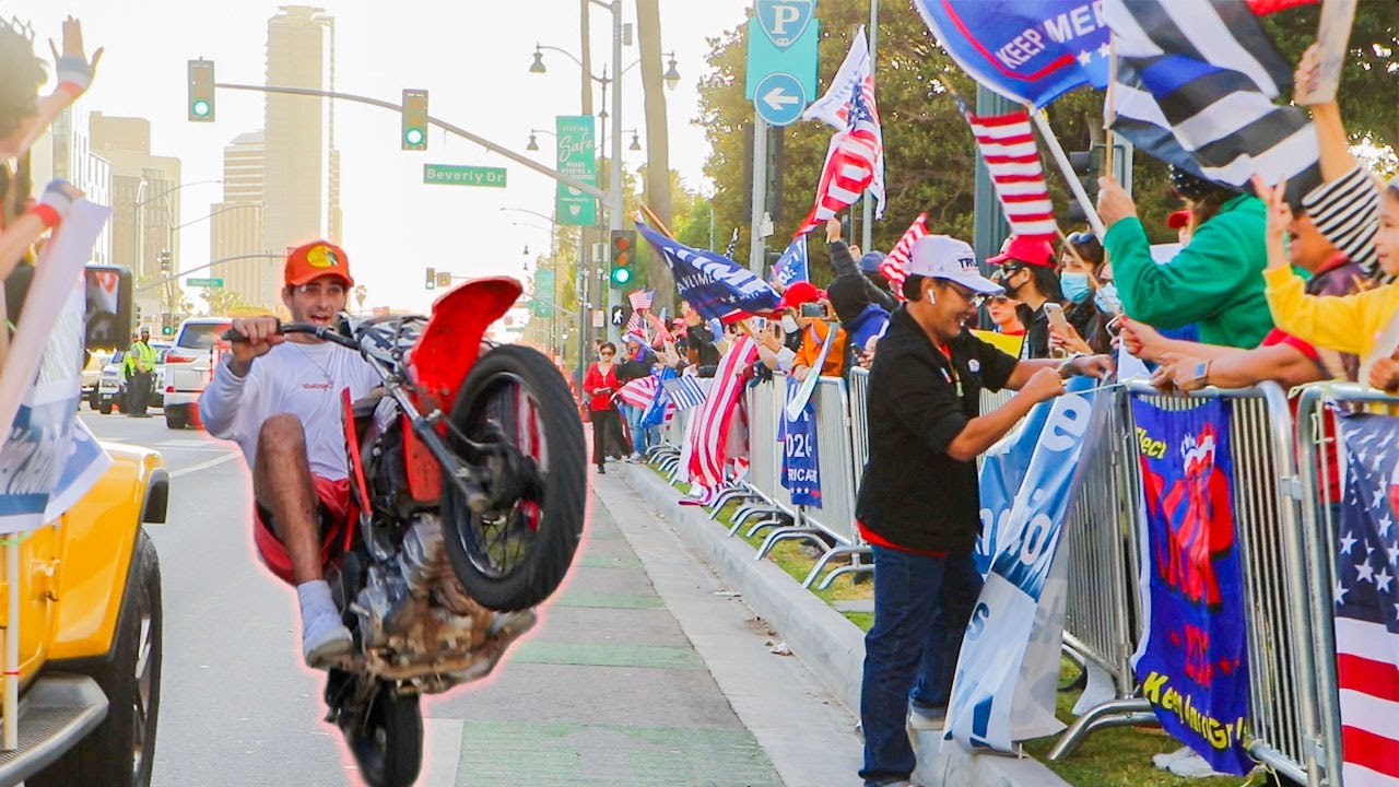 Riding Dirt Bikes At TRUMP RALLY! (HOLLYWOOD) - YouTube