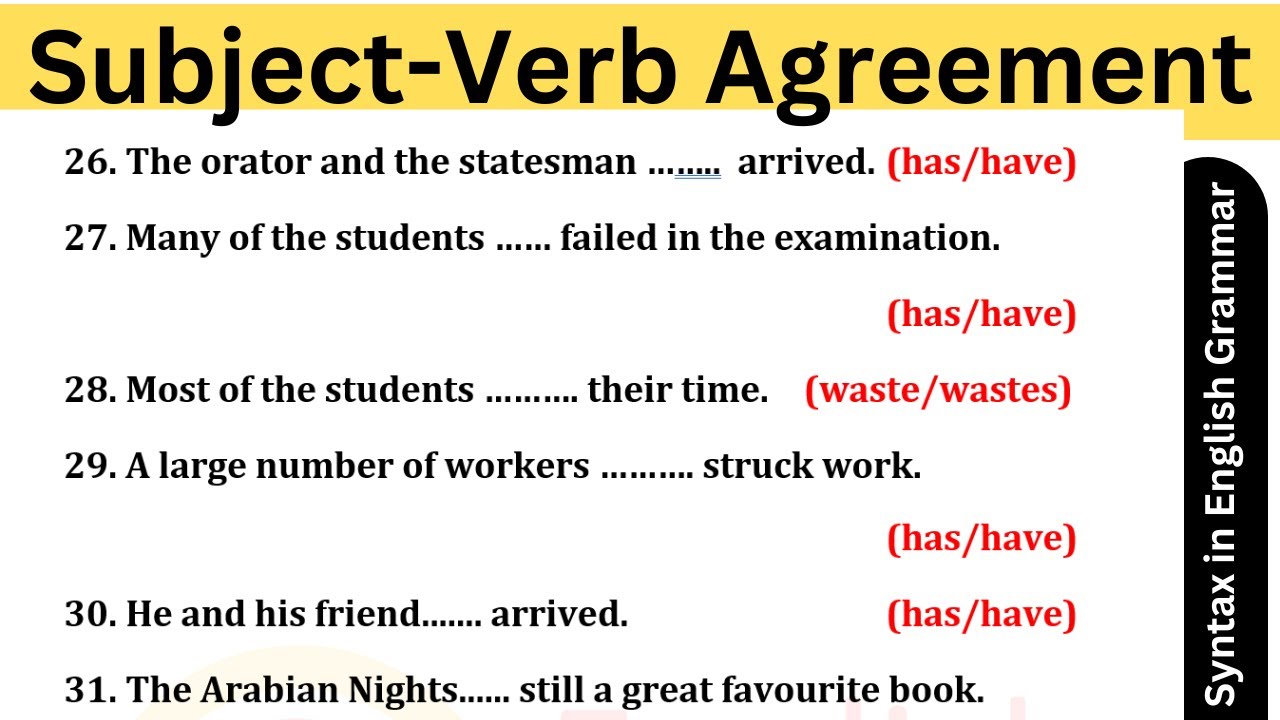 Subject-Verb Agreement Practice For ALL Exams - YouTube