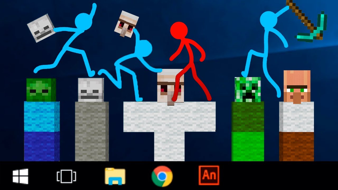 Stickman Animation Vs Minecraft ~ HOW TO SPAWN MOB GOLEMS ? Stickman ...