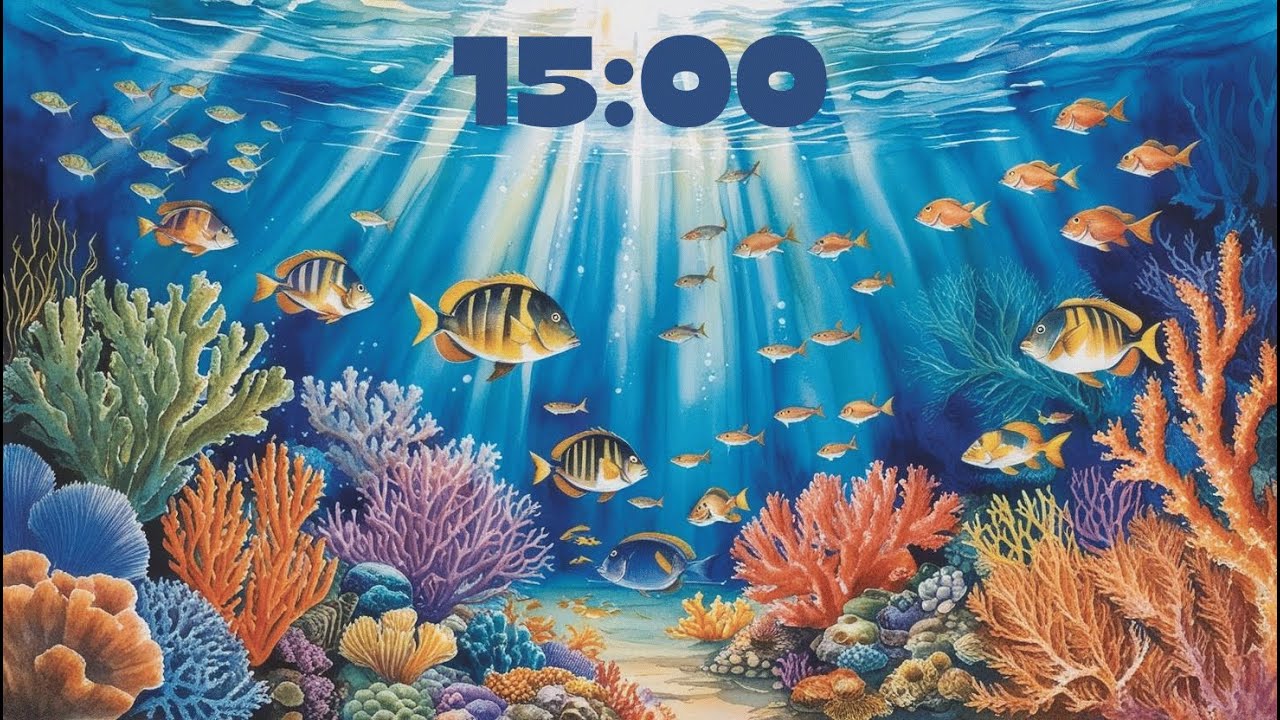 15 Minute Countdown Timer - Summer Underwater Ocean with Music ...