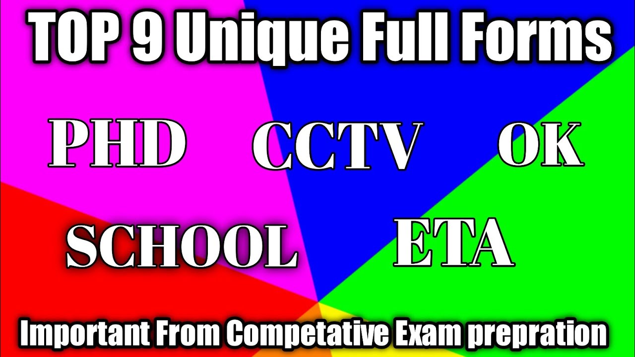 Top 9 Unique Full Forms Importants from Competative Exam prepration ...