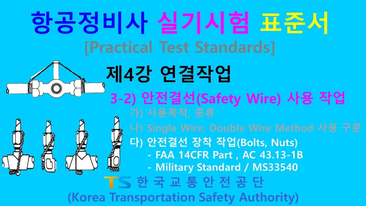 19) 항공정비사 면장 특강 제4강_3-2 안전결선 장착 작업(Bolt, Nut) - YouTube