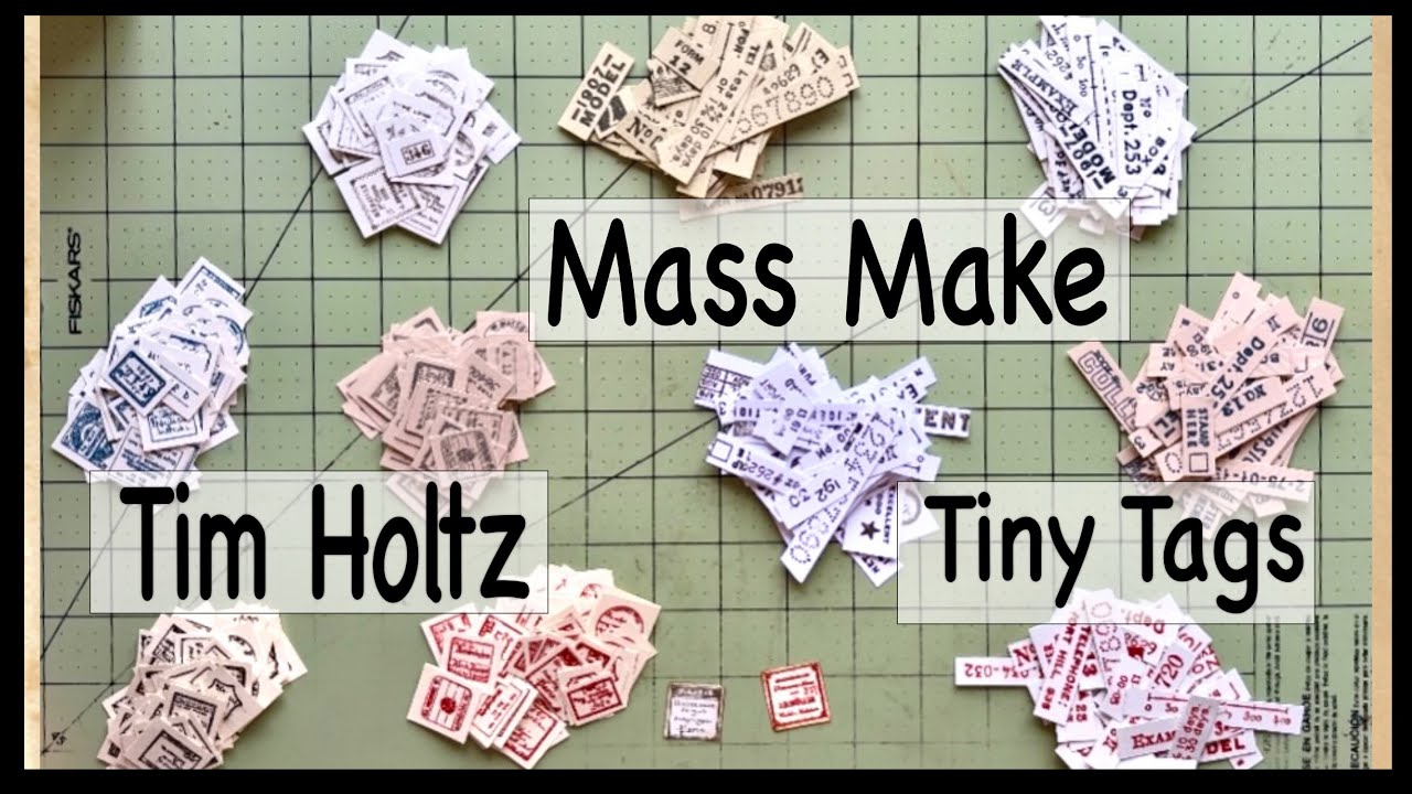Mass Making Tons of Tiny Tim Holtz Tags - Bonus: Orange fabric journal ...