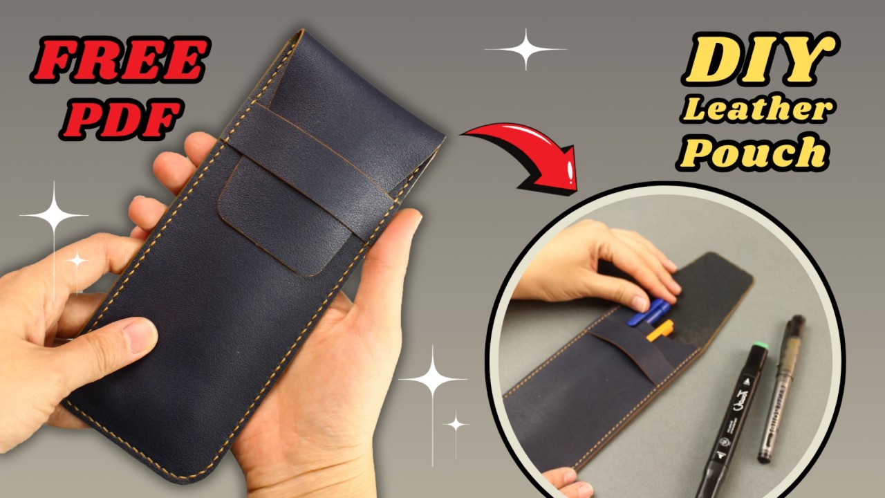 🔴FREE PATTERN + DIY Handmade Leather Pouch | Easy craft | Step by step ...