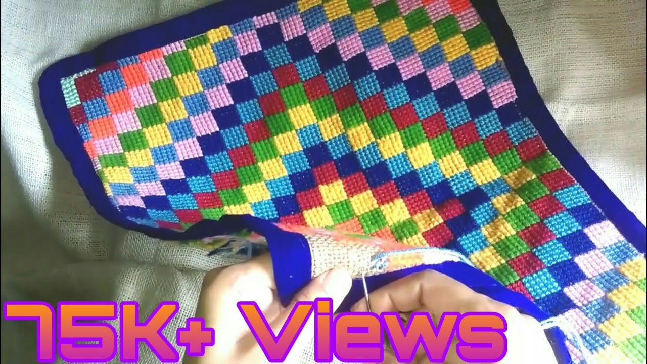 Easy to make | Cross stitch design colorful door mat. - YouTube