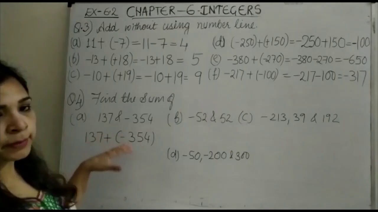 Class 6 Chapter Integers Exercise 6.2 (Q.no.3 and 4) - YouTube