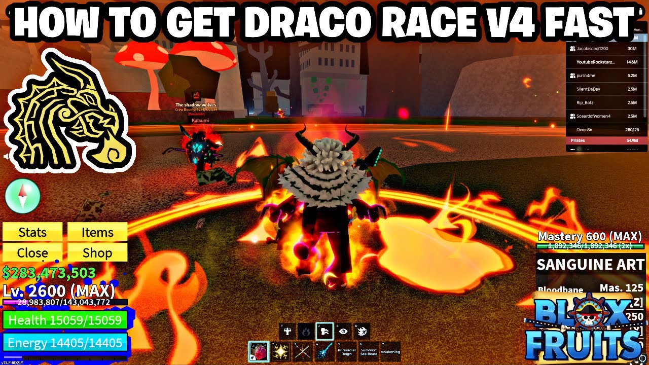 How To Get Draco Race V4 in 3 Minutes Blox Fruits! Blox Fruits Draco ...