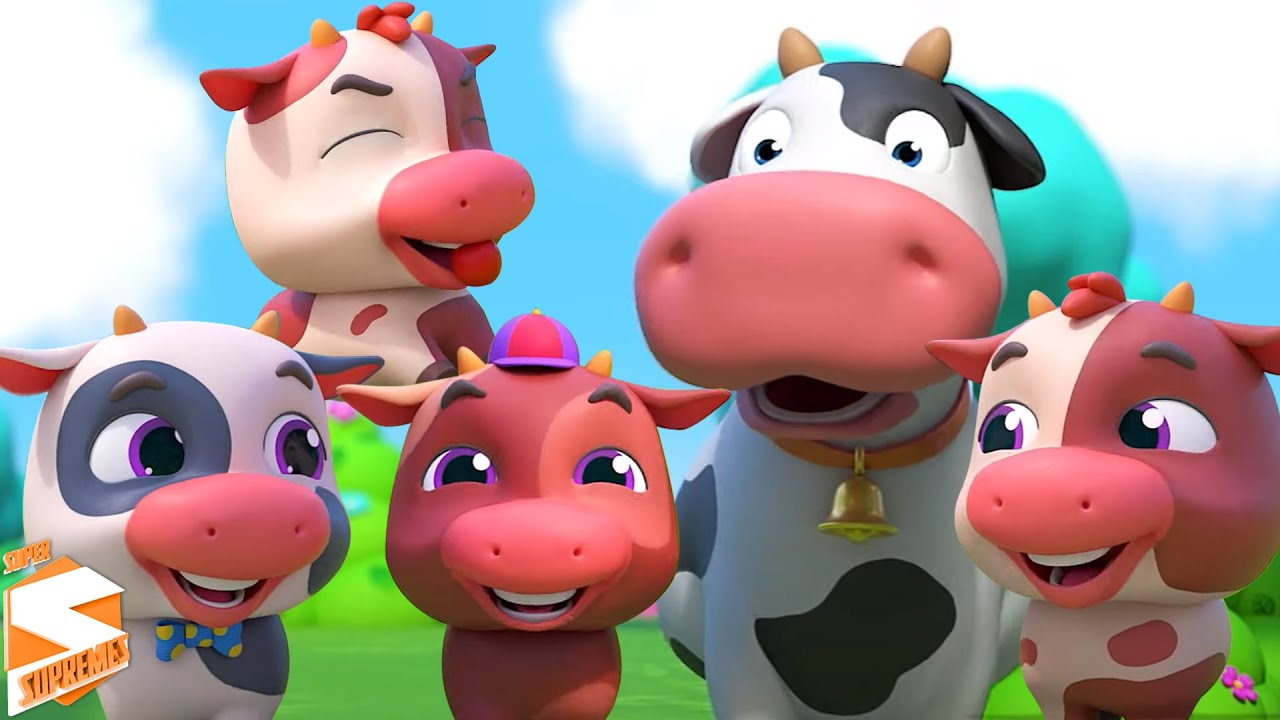 Cinco Pequenas Vacas Canção de Contagem Aprendendo Rima Para Crianças ...