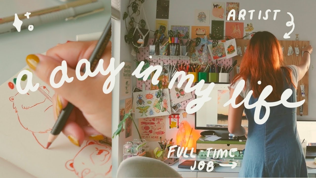 day in the life of a part-time artist ♡ studio vlog - YouTube