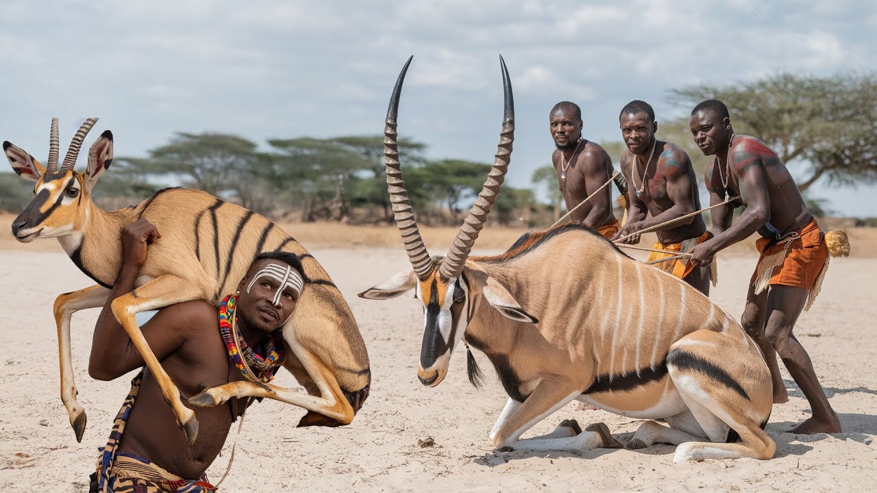 Hadzabe Tribe hunt and eat Giant ANTELOPE | The SURVIVAL story of the ...