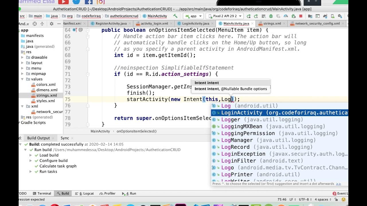 14 Android Java API Volley Full Project logout ,register & login test ...