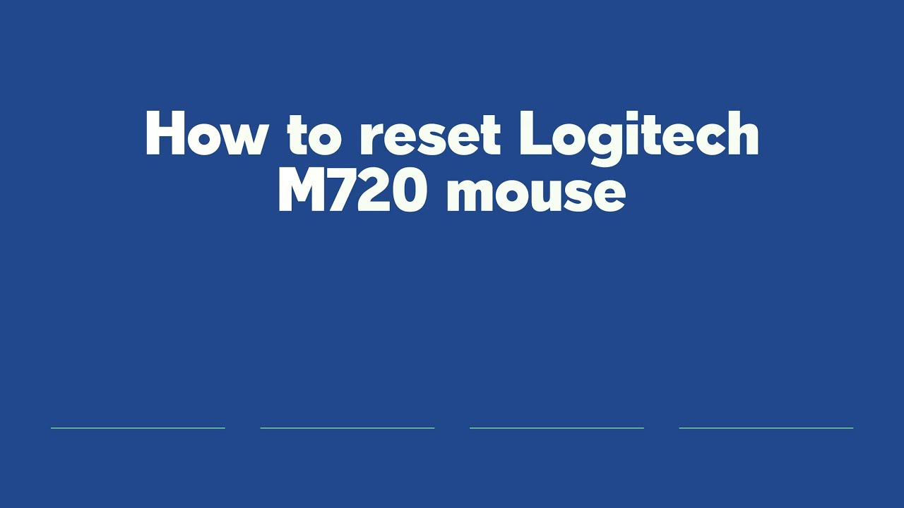 How to reset Logitech M720 mouse - YouTube