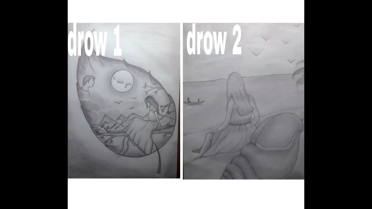 how to draw 2 drowing ideas ||simple 2 sketch step by step||unique leaf ...