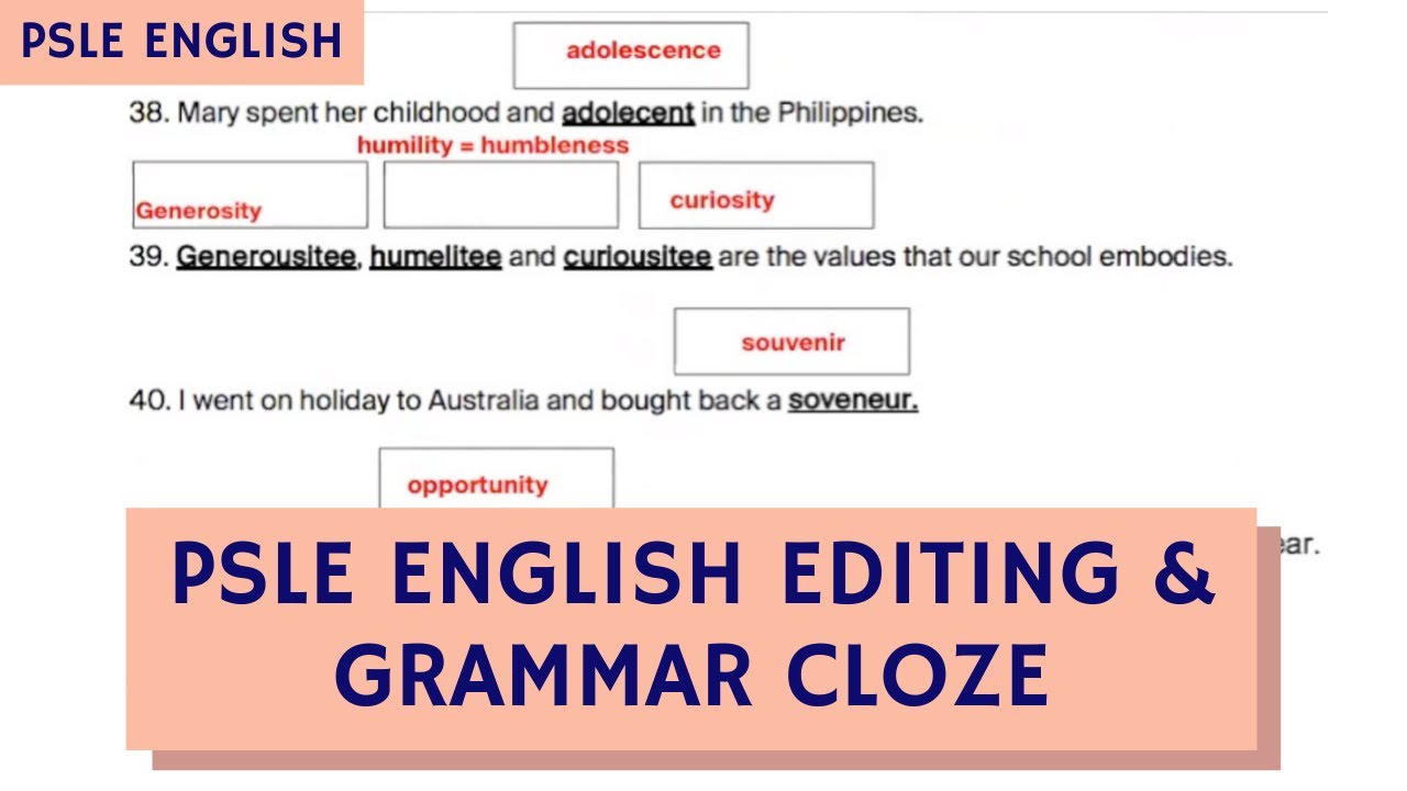 Tips for Editing for Spelling & Grammar + Grammar Cloze (TTA PSLE ...