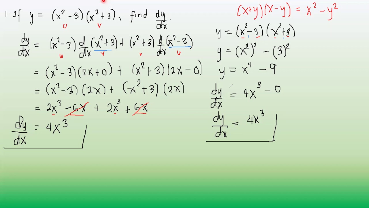 Differential Calculus - Derivative of a Product (Algebraic Functions ...