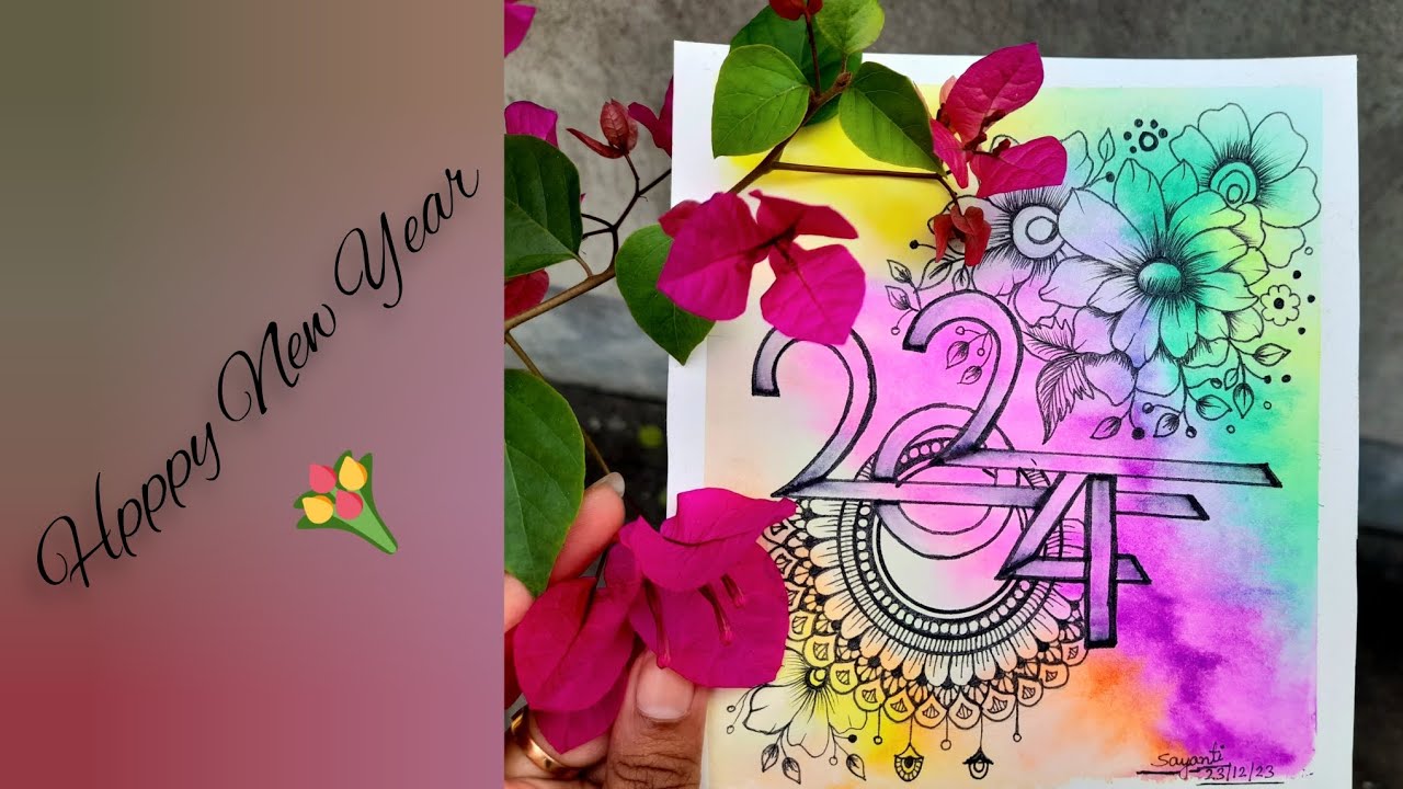 HAPPY NEW YEAR 2024 MANDALA ART ️🌸||EASY MANDALAART||#happiness # ...