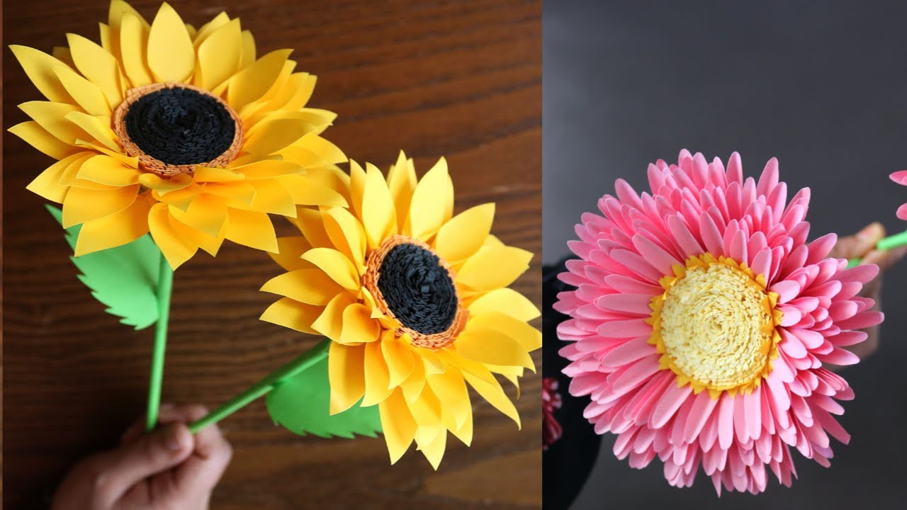 2 Easy DIY Paper Flowers | Beautiful & Simple Flower Making Tutorials🌻🌻 ...