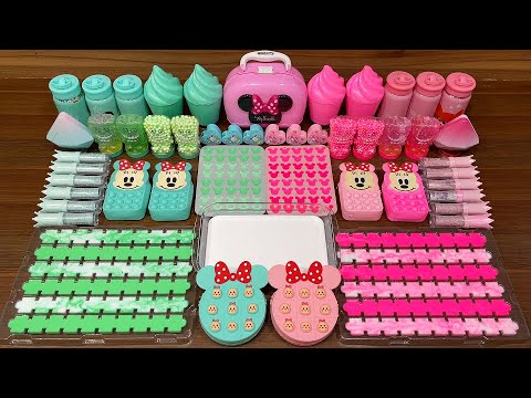 MINT vs PINK MICKEY MOUSE I Mixing random into Glossy Slime I ...