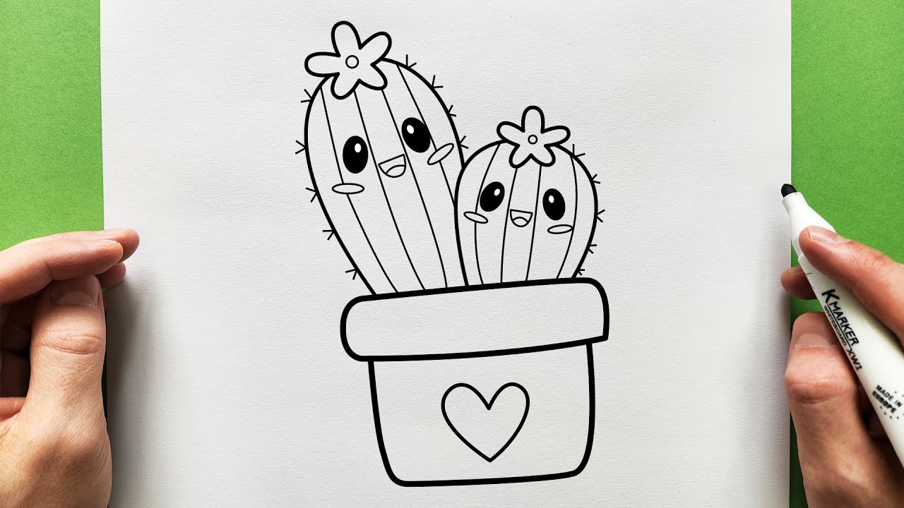 Kawaii Cactus Drawing Step by Step How to Draw a Cute Cactus - YouTube