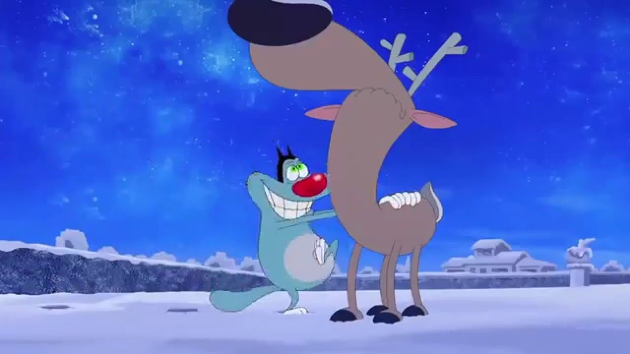 Oggy and riding reindeer - YouTube