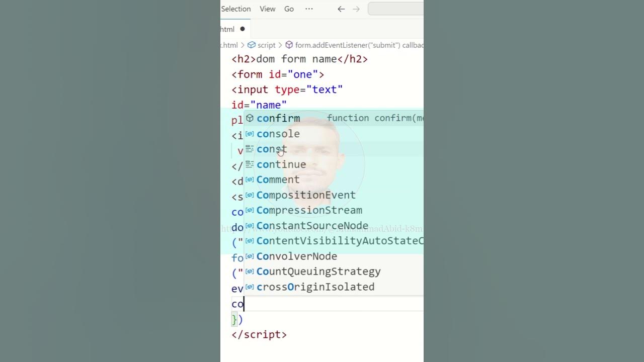 JavaScript Tutorial for Beginners / JavaScript learn / Dom form name tag - YouTube