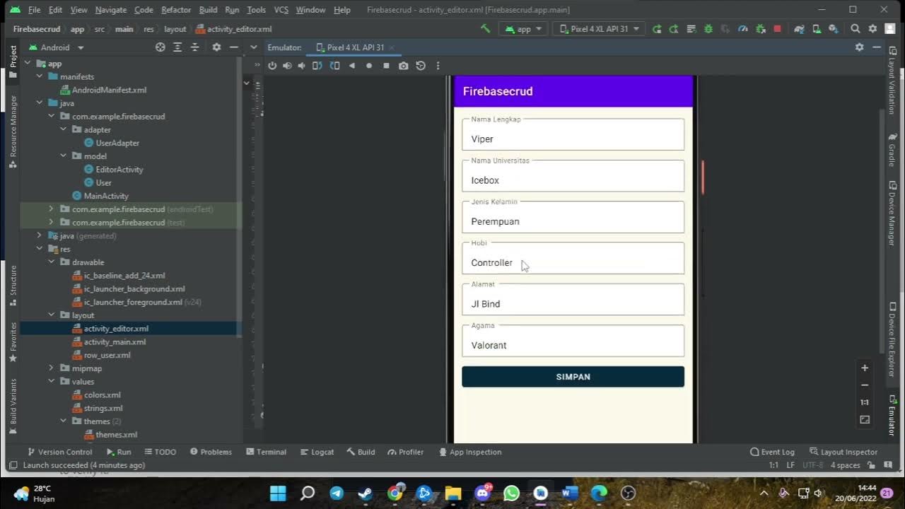DEMO APLIKASI SIMPLE CRUD Android Studio dengan Firebase - YouTube