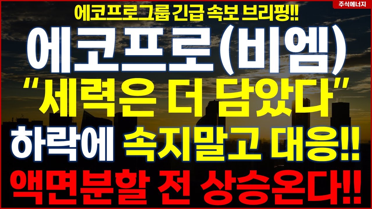에코프로 에코프로비엠 세력은 더 담았다 하락에 속지말고 대응 액면분할 전에 상승온다 에코프로 에코프로머티 긴급속보