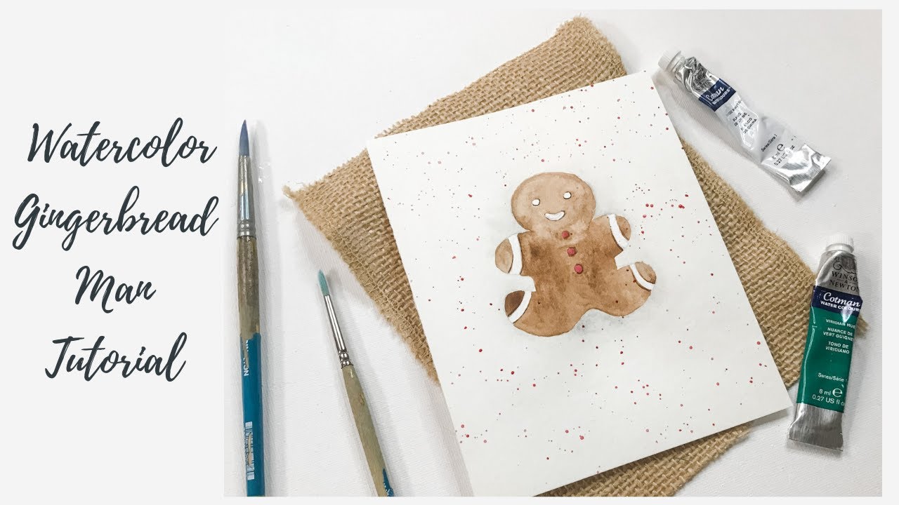 Watercolor Ginger Bread Man Tutorial | Watercolor Christmas Card ...